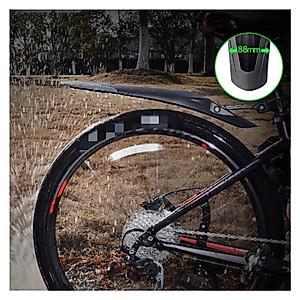 Bike Fender, Portable Bicycle Mudguard,Portable Adjustable Mountain Bike Front and Rear Mud Guard Fenders set, Bike Mudguard Set Fender E-Bike 26 27.5 29 Mountain Bicycle TPE Widen Lengthen Front Rear