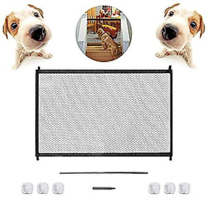 70.9"x28.3" Pet Gate,Baby Gate,Magic Gate Portable Folding mesh gate Safe Guard Isolated ，Indoor and Outdoor Safety Gate Install Anywhere (Black)