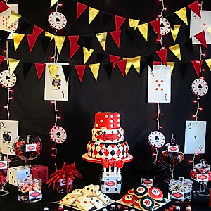 30 Ft Red Black and Gold Party Decorations Hanging Paper Triangle Banner Bunting Flag Pennant Garland for Graduation Birthday Bachelorette Engagement Wedding Bridal Shower Anniversary Casino Party