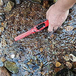 Fully Waterproof Portable Pinpointing Gold Metal Detector with LED Flashlight, 360 Degree Searching Pinpointer, IP68 Underwater to 5m/16.4feet Treasure Hunter for Adults and Kids, Three Modes, Red