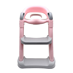 HTTMT- Pink Toddler Potty Training Seat Ladder Step Toilet Girl Chair Infant Kids Bathroom Trainer [P/N: ET-BABY002-PINK]