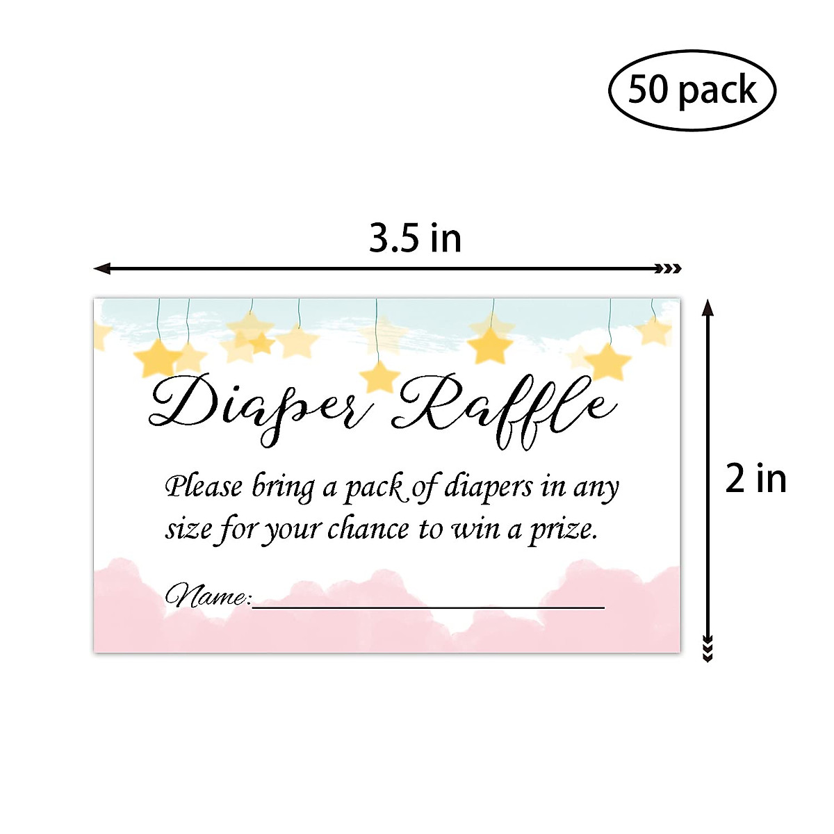 Antgiftshop Little Star Baby Shower Diaper Raffle Cards, Twinkle Little Star Diaper Raffle Ticket, Gender Neutral Baby Shower Girl or boy Diaper Raffle Tickets.