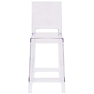 Flash Furniture 4 Pack Ghost Counter Stool with Square Back in Transparent Crystal
