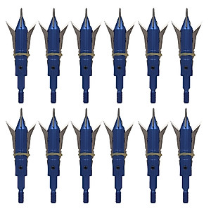 LeeMui Hunting Aluminum Archery Broadheads Blades Grain Screw-in Arrow Heads Tips Portable Case for Arrowheads Broadheads Blue