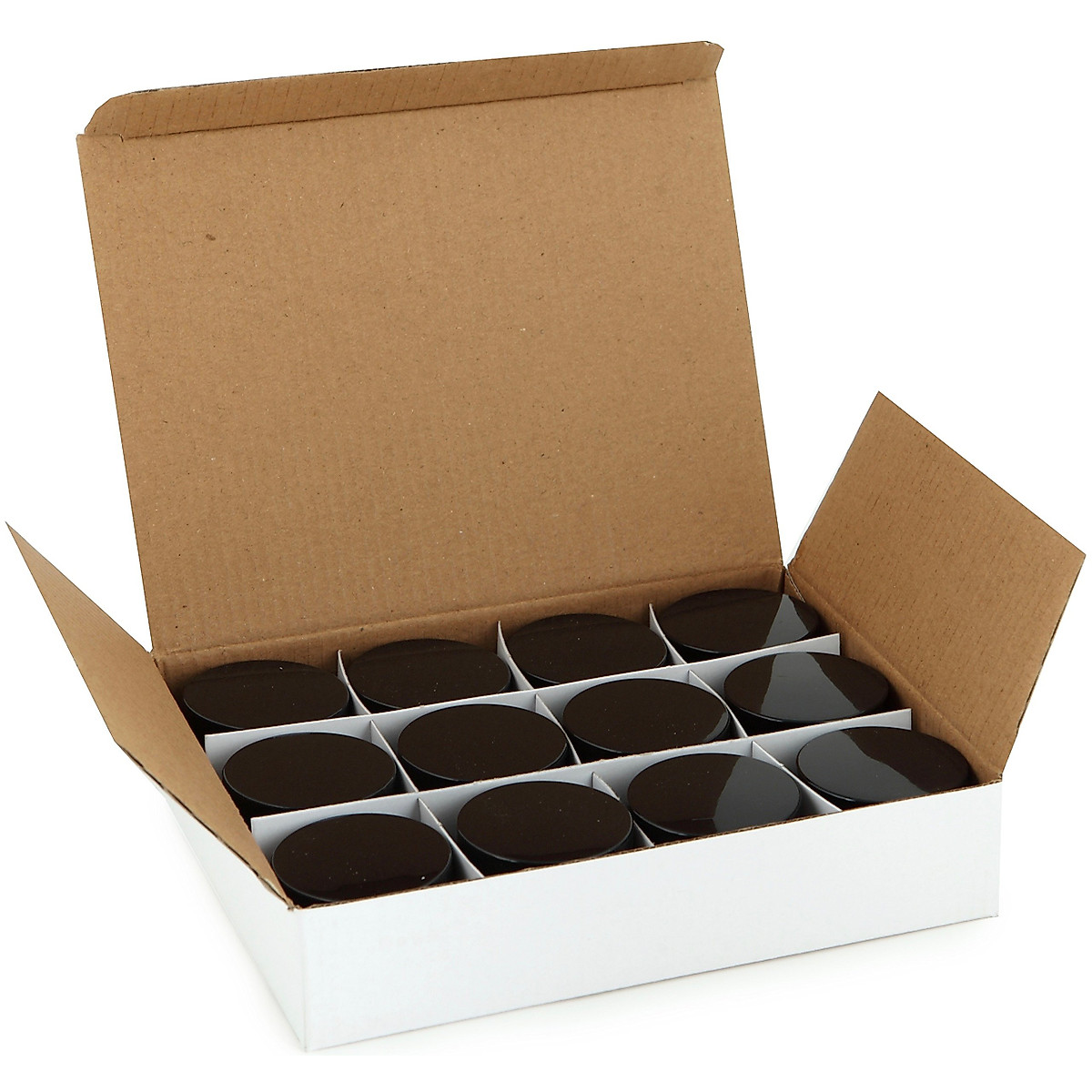 Vivaplex, 12, Green, 15 ml, Round Glass Jars, with Inner Liners and black Lids