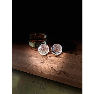 Golf Ball Whiskey Chillers and Pouch for Freezer - Set of 2 - Crystal Glass Whiskey Stones for Chilling Vodka, Whiskey, and Scotch - Each Stone Keeps Your Drinks Cool and Unique - for Men and Women