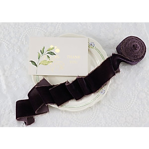 MAYREEL 2 Inch Plum Velvet Ribbon Hand Torn Dark Purple Silk Frayed Edge for Bridal Bouquets Invitations Wedding Vow Books Gift Baskets Hair Bows 3 Yards