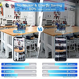 Ensenior 10 Pack Linkable LED Utility Shop Light, 4 FT 4400lm, 36W Equivalent 280W, 5000K Daylight, 48 Inch Integrated Fixture for Garage&Workbench, Surface or Hanging Mount, Black, ETL Certified