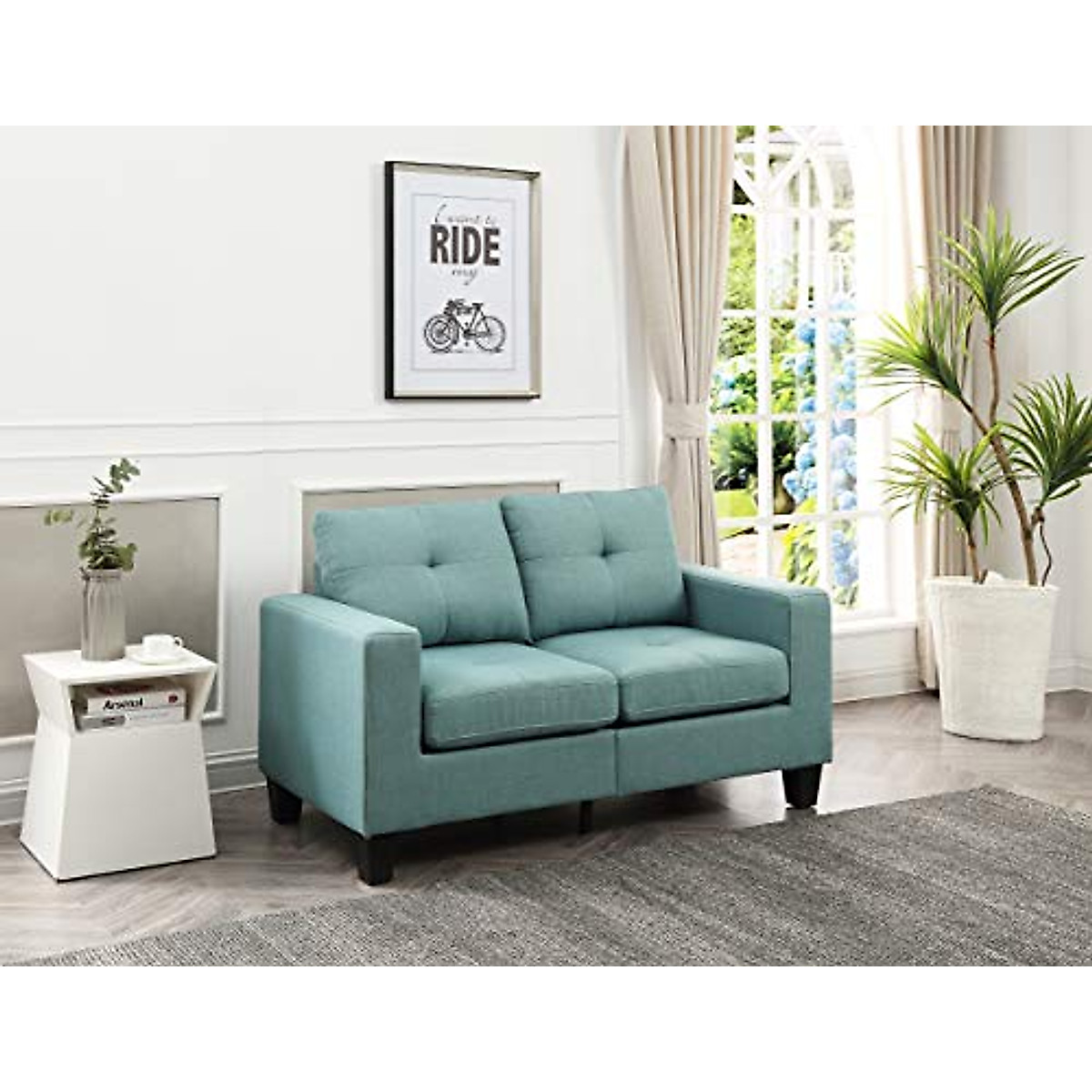 Glory Furniture Newbury Living Room Furniture, 36" H x 58" W x 32" D, Teal