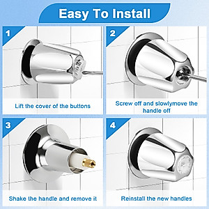 Metal 3 Piece Shower Knob Replacement, Compatible with Price Pfister Verve and Bathtub/Shower Faucet Handle, Include Hot and Cold/Diverter Shower Knob, Height 2.35 in Width 2.35 in (Polished Chrome)