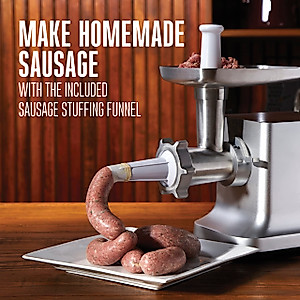 Weston Electric Meat Grinder & Sausage Stuffer, #12 750 Watt, 1 HP Motor, Grinds 4 lbs Per Minute, Silver (33-1301-W)