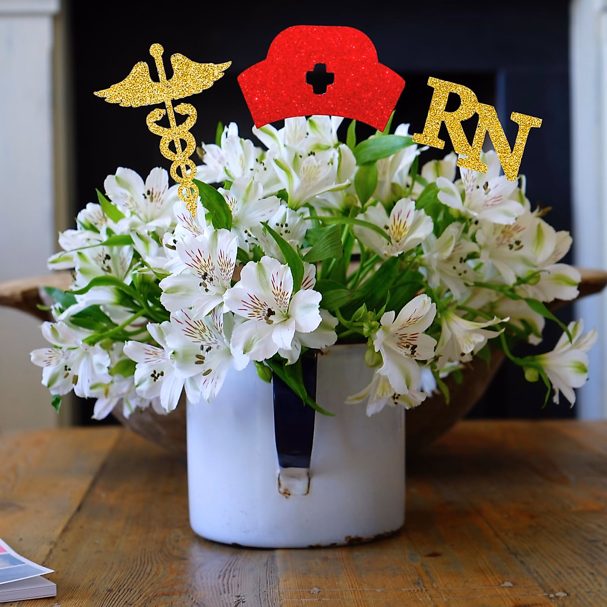 ALISSAR 15 Pcs Double Sided Glitter 2024 Nurse Graduation Party Centerpiece Sticks-Table Centerpiece for 2024 Nurse Graduation Party Decoration Party Supplies