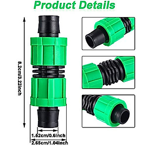 Hotop 12 Pieces Drip Irrigation Coupling, 5/8 Inch Universal Connector Drip Tubing Fittings, Compatible with Most 16-17 mm Drip Tape AG Tubing Drip or Sprinkler Systems (green)