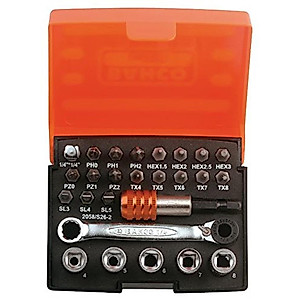 Bahco 2058/S26-2 BH2058/S26-2 Bit Set, Silver, 1/4-Inch, Set of 26 Pieces