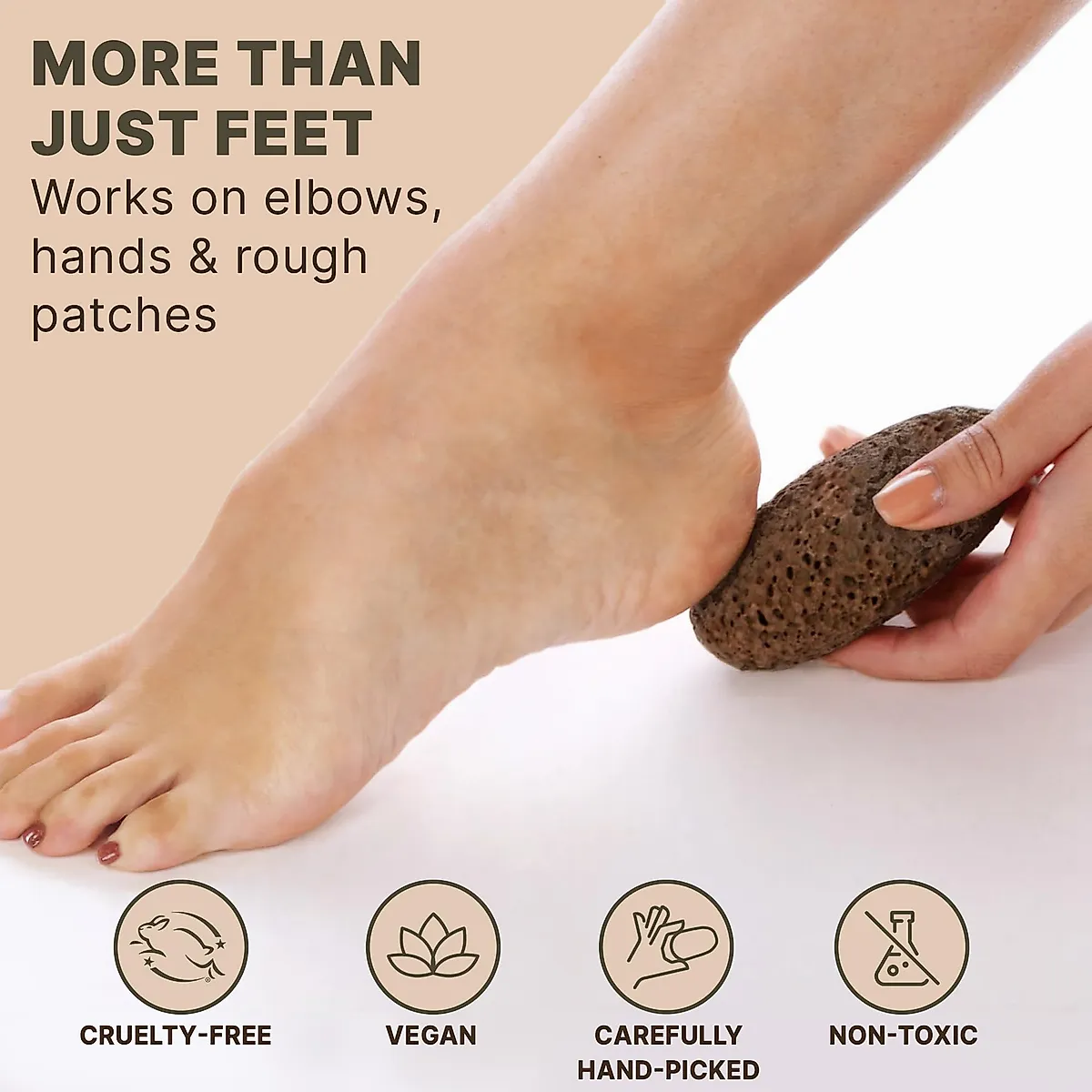 Pumice Stone for Feet - Natural Lava Stone Foot Exfoliator, Callus Remove for Feet, Hands & Dead Skin, Foot Scrubber for Pedicure & Cracked Heels, Strong & Durable Design for Smooth & Soft Feets