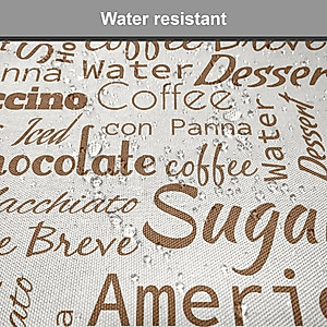 Ambesonne Modern Chair Seating Cushion Set of 4, Coffee Themed Words Macchiato Mocha Americano Breve Dessert Graphic, Anti-Slip Seat Padding for Kitchen & Patio, 16"x16", Umber and Cream