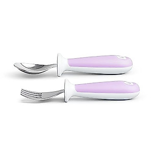 Munchkin Raise Toddler Fork & Spoon Set, Purple