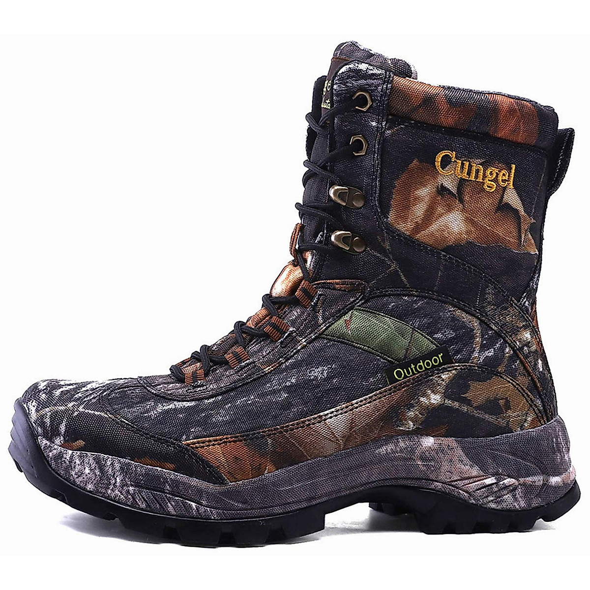 cungel Men's Hunting Boot 8-INCH Camouflage Timber Waterproof Hunter Shoes Forest Boots Jungle Anti-Slip Lightweight Breathable Durable Fishing Hiking Working Field Hunting(black camo,7.5)