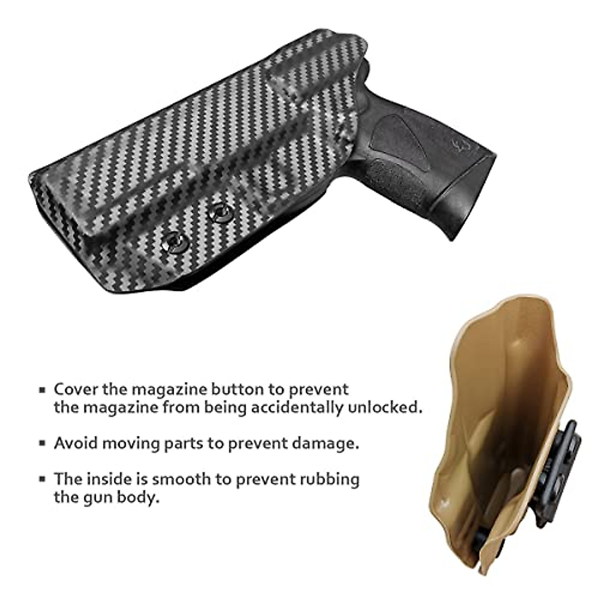 POLE.CRAFT Taurus G3 Holster, Carbon Fiber Kydex Holster IWB for Taurus G3 9mm / .40 Pistol Case - G3 Taurus Holster 9mm - Inside Waistband Holster Taurus G3 IWB Kydex Accessories (Black, Right Hand)