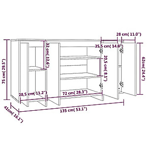 MNISDFL Buffet Cabinet Sideboard Coffee bar Cabinet Sideboard Black 53.1"x16.1"x29.5" Engineered Wood for Living Room, Office, Kitchen and Small Spaces