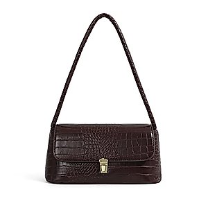 Chloe soo Women Shoulder Bags Embossed Crocodile Effect Underarm Purse Tote Handbag Retro Brown Classic Small Purse 90s Buckle Closure 17