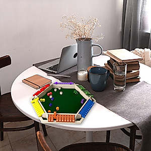 1-6 Players Shut The Box Dice Game, Wooden Board Table Math Game with 16 Dice, Classics Tabletop Version Games for Kids Adults, Family,Classroom,Home,Party or Pub