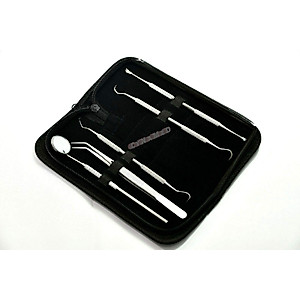 Dental Hygiene set of 5-Stainless Steel Tarter Scraper/Scaling Remover, Dental Toothpick, Mouth Mirror Scaler Tweezer For Calculus &Tartar Removal-Dentists Set is Ideal for Personal Use & Pet Friendly