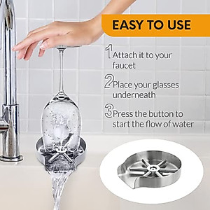 UTILE Stainless-Steel Glass Rinser for Kitchen Sink and Bar Sink - Cup Washer, Bottle Washer for Sink, Bottle Rinsing Device and Wine Glasses - Anti-rust, Kitchen Sink Accessories