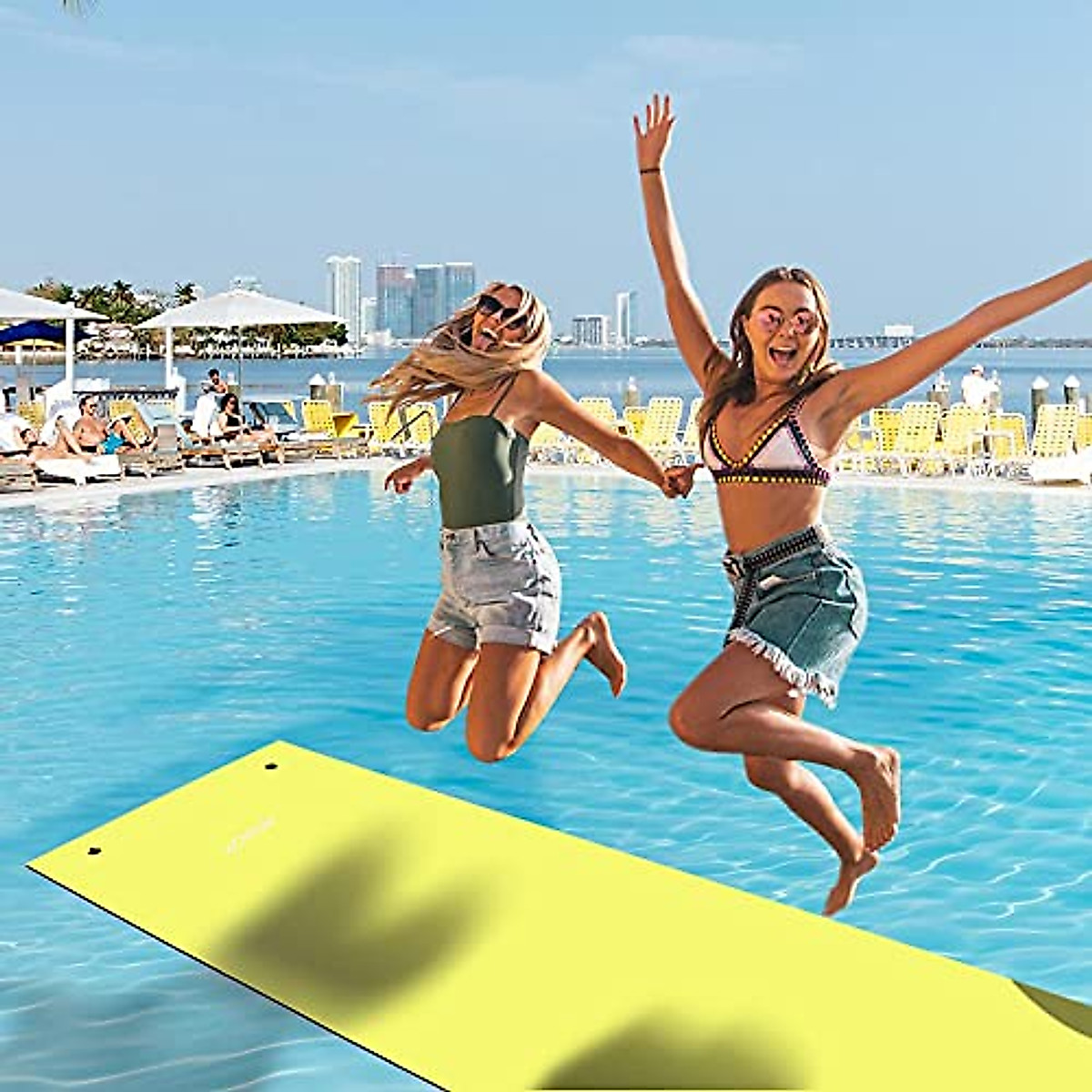 Lykos Floating Mat Foam Pad 9FT/18FT X6 FT Water Recreation and Relaxing for Pool Beach Lake River Water Floating Mat for Adults and Kids (Yellow, 9 FT)