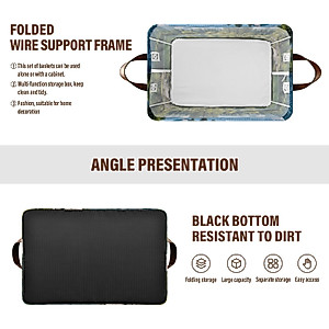 PDZRMY Natural Landscape Forest Open Storage Bin Large Foldable Storage Box Storage Basket Organizer Bins with Leather Handles for Shelf Closet Bedroom Living Room Office Home 1 Pack