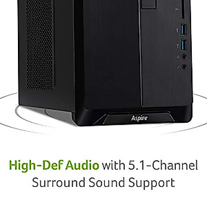 Acer Aspire TC-391-UR12 Desktop, AMD Ryzen 5 4600G Hexa-Core Processor, AMD Radeon Graphics, 12GB DDR4, 512GB NVMe M.2 SSD, 8X DVD, Wi-Fi 5, Windows 10 Home