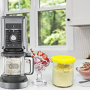 CUTIECLUB 4 Ice Cream Pint Containers 24oz and Lids for Ninja Creami NC500 NC501 Series Deluxe ice Cream Makers, and Stainless Steel Ice Cream Scooper with Trigger Release Set