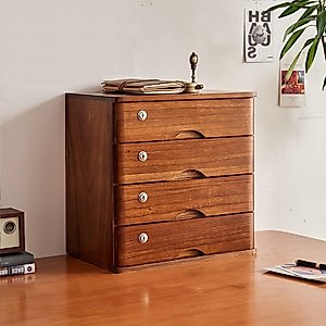 Desktop Storage Box With Drawers - Desktop File Cabinet, With Lock Wooden Flat File Cabinet Storage, Home Small Desktop Drawer Cabinet, Desktop Storage Cabinet/Data Cabinet ( Color : C , Size : 4 draw