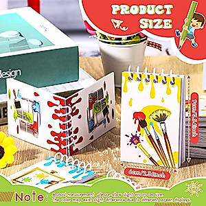 24 Pieces Mini Notebooks Paint Art Party Favors Mini Spiral Notepad Painting Brushes Drawing Board Palette Memo Art Themed Party Favor Painting Party Supplies Children Classroom Rewards for Boys Girls