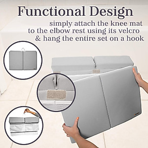 BATALEE Foam Baby Bath Kneeler and Elbow Rest Pad Set - Non-Slip Painless Thick Kneeling Pad - Bath Toy Organizer - X-Large Gray