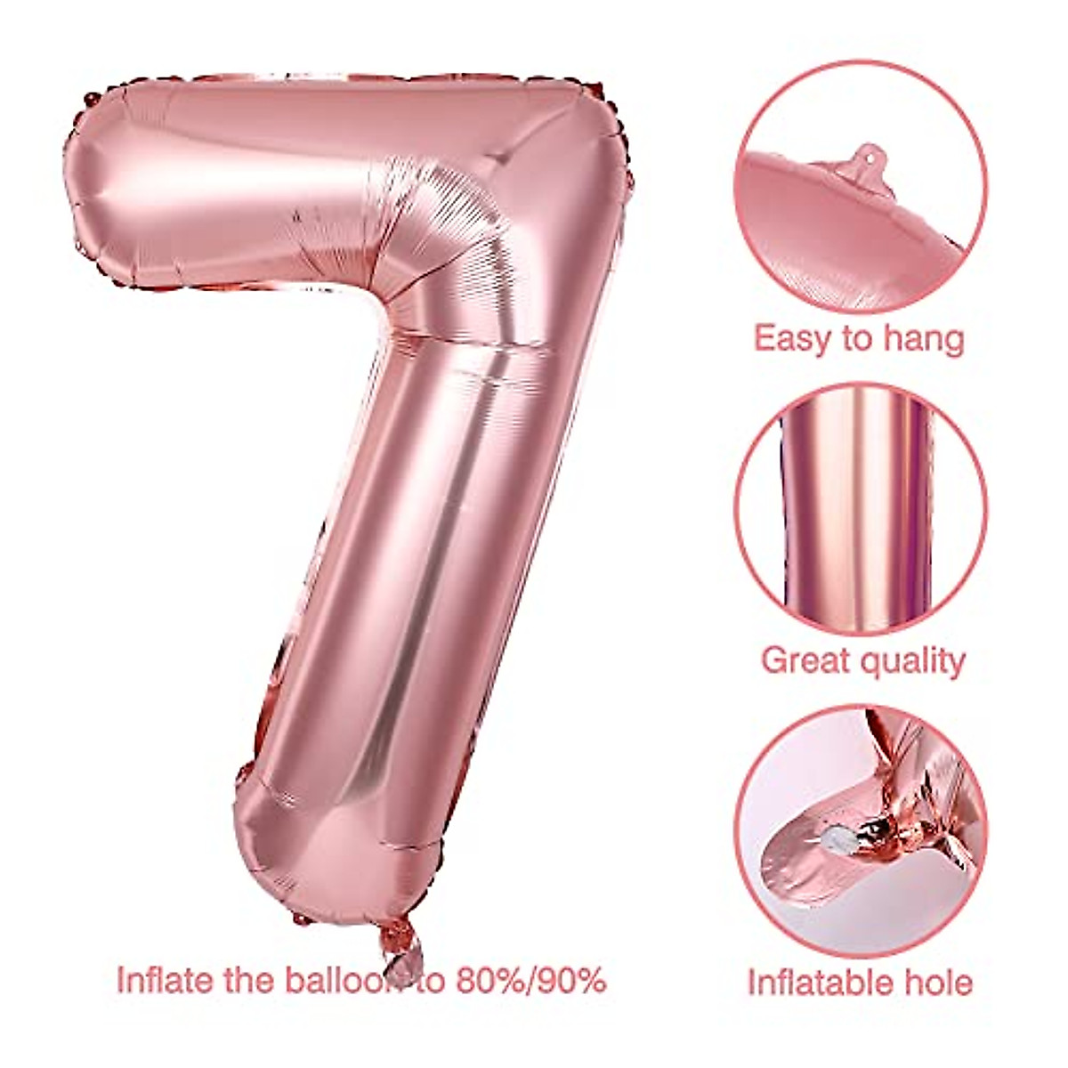 Number 7 and Number 5 Balloons, 40 Inch Rose Gold Number Balloons, Large Digital 75 Balloon, Foil Mylar Balloons Decorations for Birthday Party, Wedding, Anniversary, Graduations