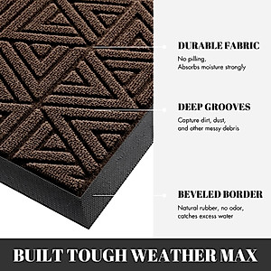 Yimobra Front Door Mat Outside Entrance 36 x 24, Waterproof and Washable Outdoor Mat, Non Slip Rubber Backing, Heavy Duty Welcome Matt for Home Entry Floor Porch Garage Office, Low Profile, Brown