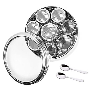 Satre Online and Marketing Transparent Stainless Steel Spice Box with Containers Set of 8pcs
