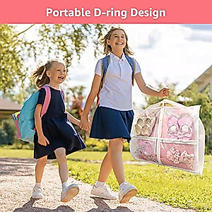 SDAWIN 40'' Clear Kids Dance Costume Garment Bags for Dancers with 6 pockets, PVC Waterproof 3.3" Gussetes for Girls and Boy Travel Clothes Organizer, 2 pack