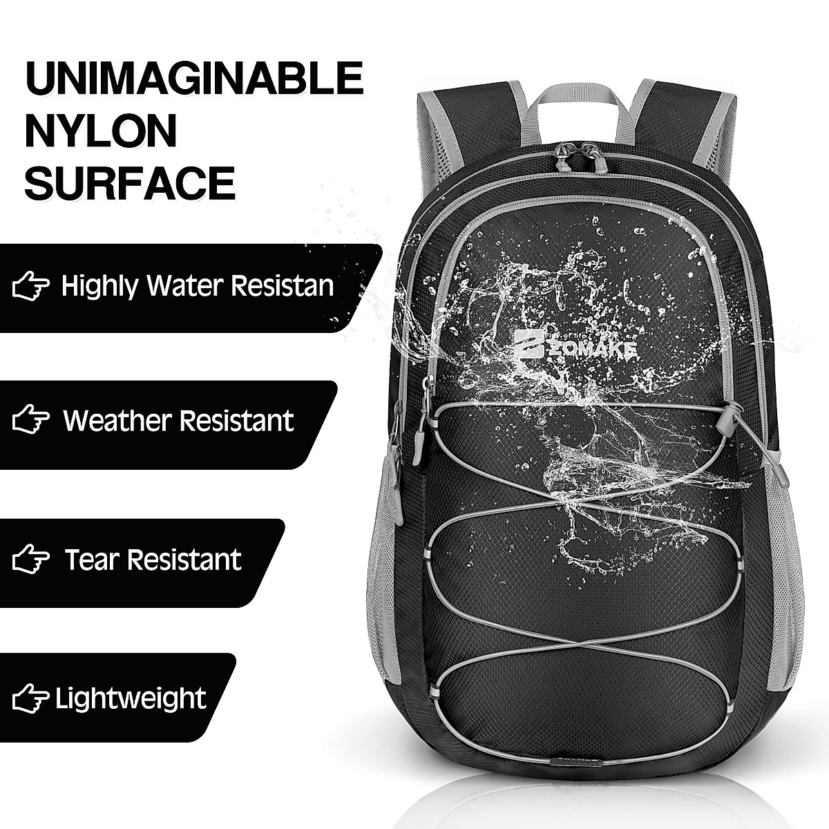 ZOMAKE Lightweight Packable Backpack 28L - Foldable Backpack Water-Resistant Collapsible Backpack Light Daypack for Hiking(Yellow)