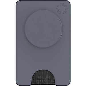 PopSockets Phone Wallet with Expanding Phone Grip, Phone Card Holder, Solid PopWallet - Shadow Blue