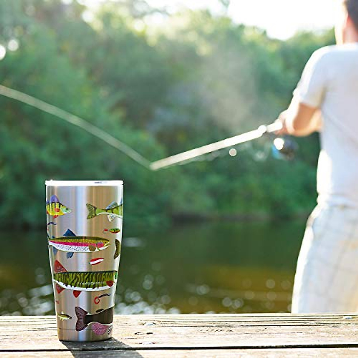 Tervis Anchors & Scallops Pattern Triple Walled Insulated Tumbler Travel Cup Keeps Drinks Cold & Hot, 20oz Legacy, Stainless Steel