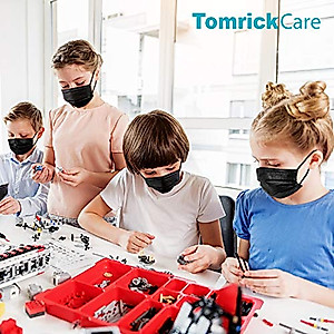 TomrickCare Black Kids Disposable Face Mask 50 PCS,Individually Wrapped