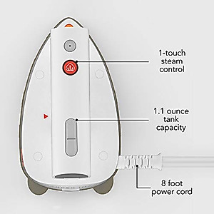 SHARPER IMAGE SI-755 Mini Steam Iron with Dual Voltage for Travel, White