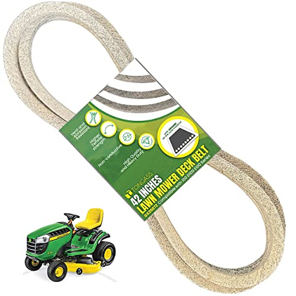 TonGass 42" Lawn Mower Deck Belt Compatible with John Deere Lawn Mower - Replaces Part Number GX20072 - Deck Drive Belt for Heavy-Duty Use - Compatible with 100 D100 E100 Series