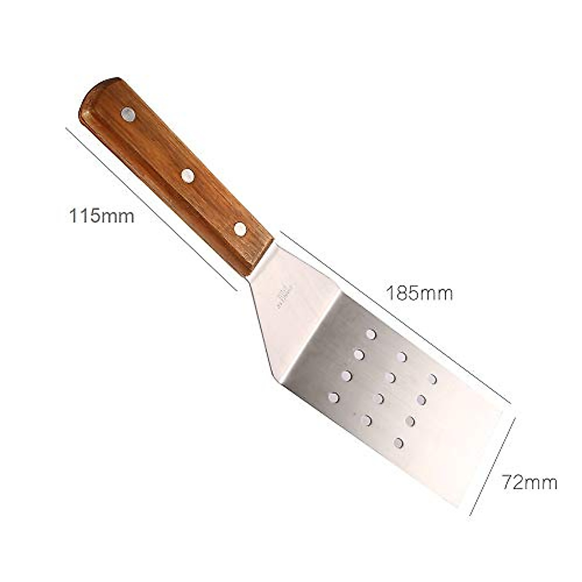 Super Leader 3 Piece Metal Spatula Set Stainless Steel with Wood Handle for BBQ Flat Top Grill, Pancake Flipper/Griddle Scraper/Hamburger Turner,Griddle Accessories