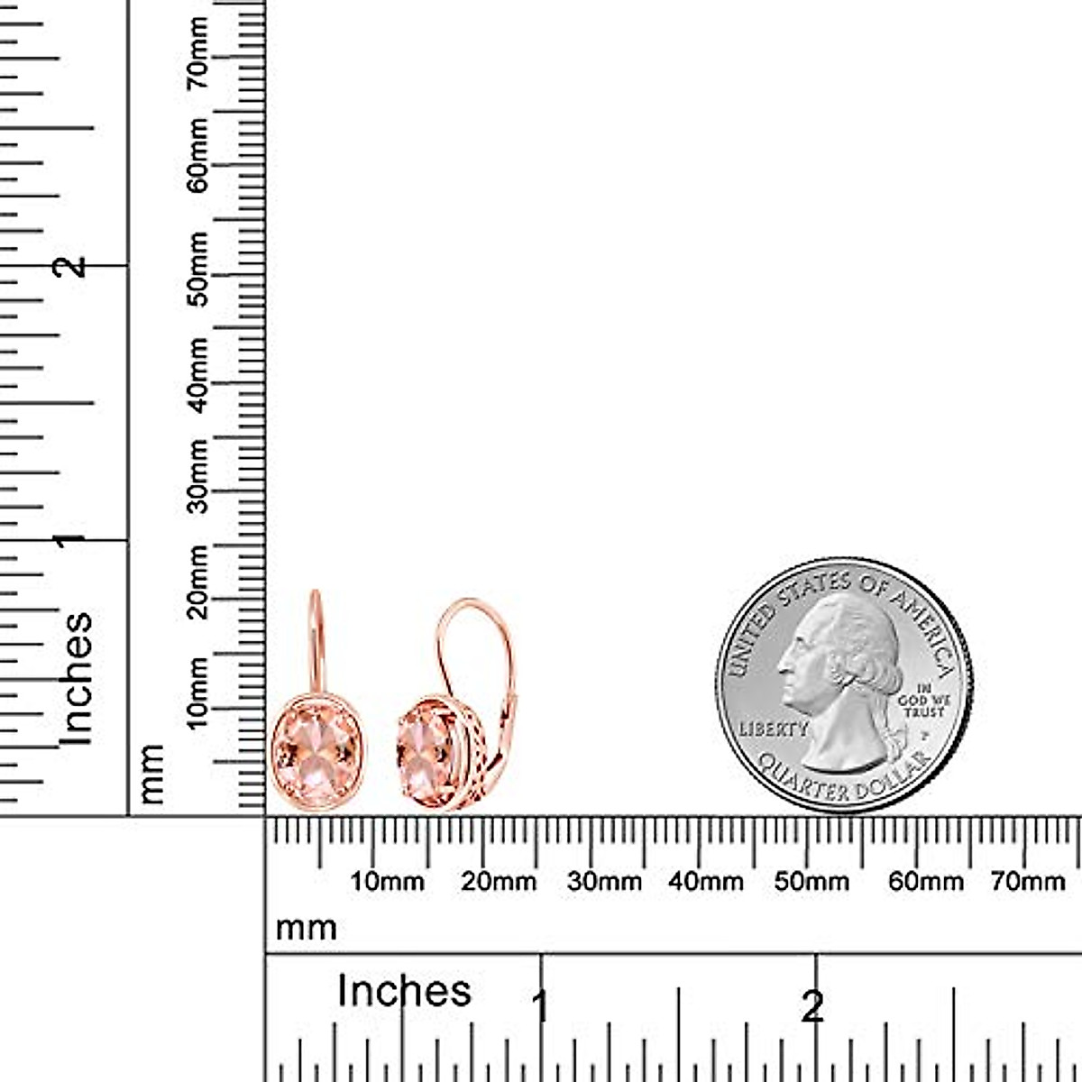 Gem Stone King 18K Rose Gold Plated Silver Peach Nano Morganite Earrings For Women (4.00 Ct Oval 9X7MM)