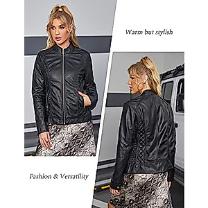 Pallivare Women's Faux Leather Jacket Zip Up Slim Fitted Moto Casual Short Coat for Women Fall Winter