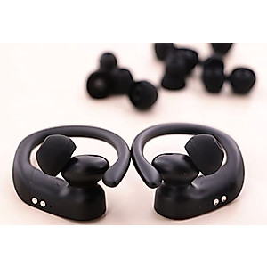 8 Pairs Powerbeats Pro Ear Tips Buds, 4 Size Replacement Soft Flexible Fit in Case Noise Reduce Silicone Rubber Gel Earbuds Eartips Wing Skin Accessories Compatible with Beats Flex/BeatsX - Black