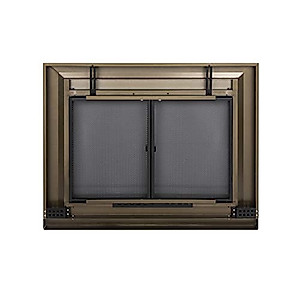 Pleasant Hearth CA-3202 Cahill Fireplace Glass Door, Antique Brass, Large